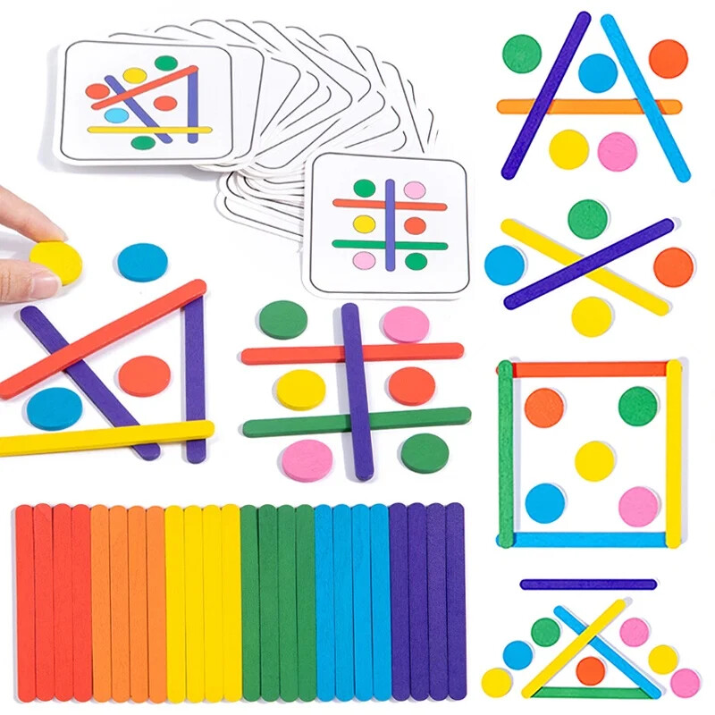 Kids Rainbow Stick Puzzle Montessori Toys Color Sensory Logical ...