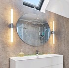 Chelsom Lighting polished chrome bathroom wall lights with two glass ...