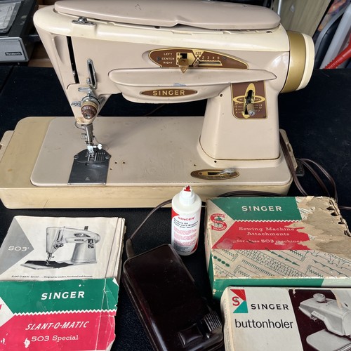 Vintage Singer Slant-O-Matic Sewing Machine Rocketeer Model 503 Special ...