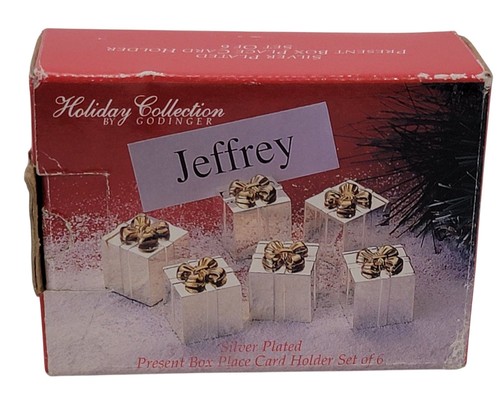 Godinger Place Card Holders Silver Plated Present Holiday Boxes Bow New ...