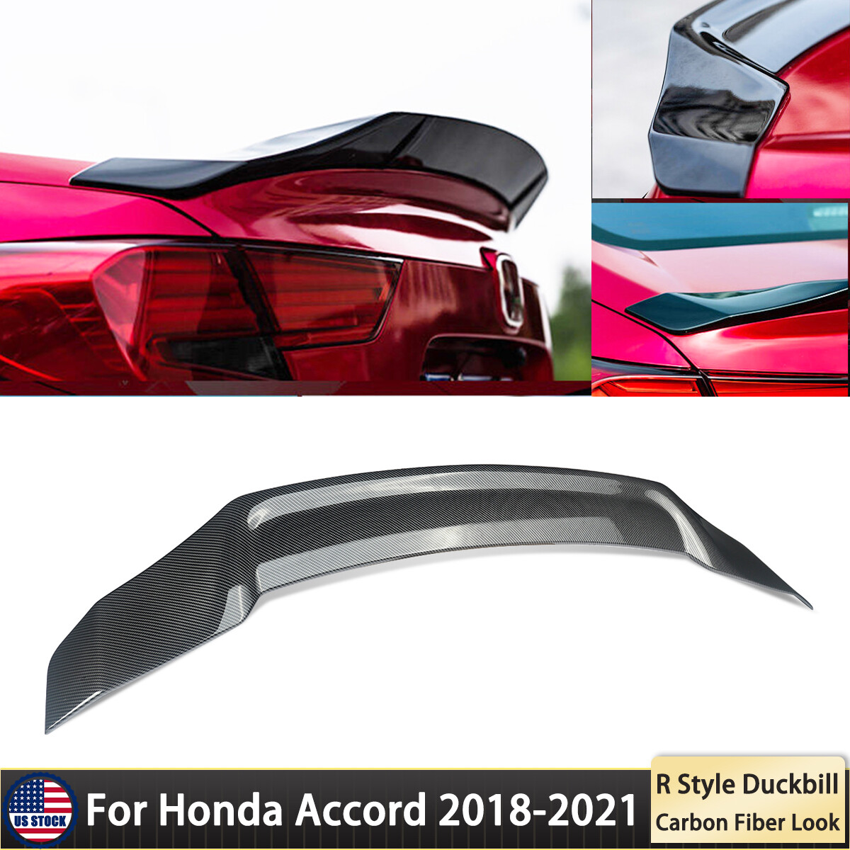 FOR HONDA ACCORD 2018-2021 CARBON FIBER R STYLE DUCKBILL REAR TRUNK ...