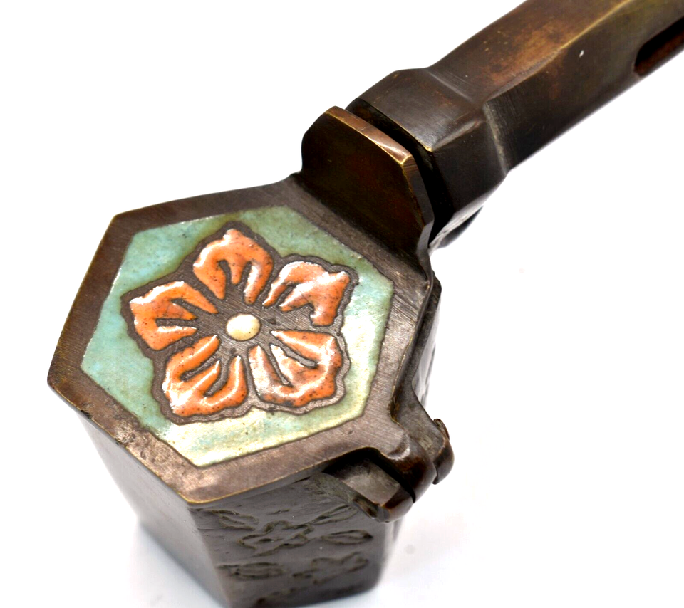 Vintage Japanese Green Orange Enamel Cloisonne Bronze Yatate ...