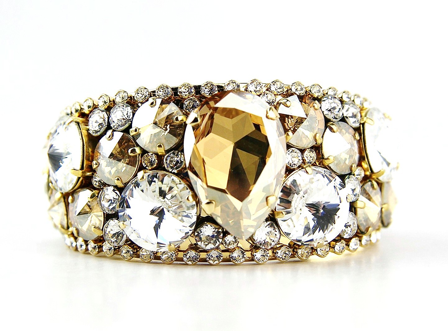 THORSON HOSIER GOLDEN SHADOW CUFF BRACELET SWAROVSKI NEW $395 USA ...