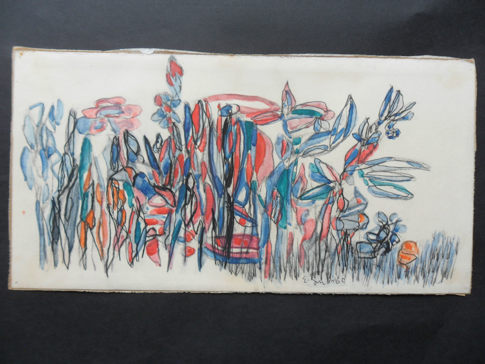 ED SMITH (AMERICAN 1923-1988) ORIGINAL SIGNED ABSTRACT PAINTING DATED ...