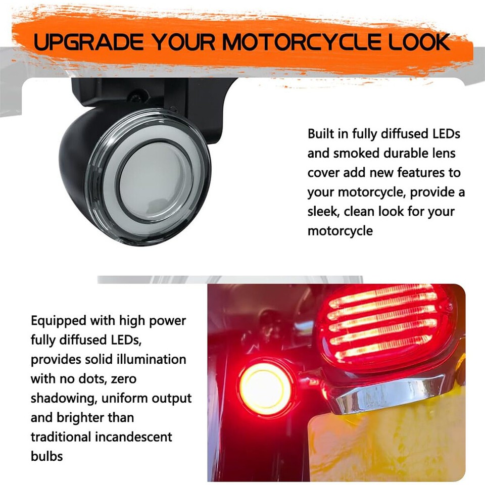 1156 LED Rear Brake Running Blinker Lights Red For Harley Touring Dyna ...