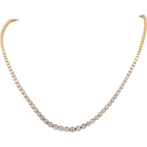 Sterling Silver Gold Plated Vermeil 1.0CT Round Diamond Graduated Chain ...