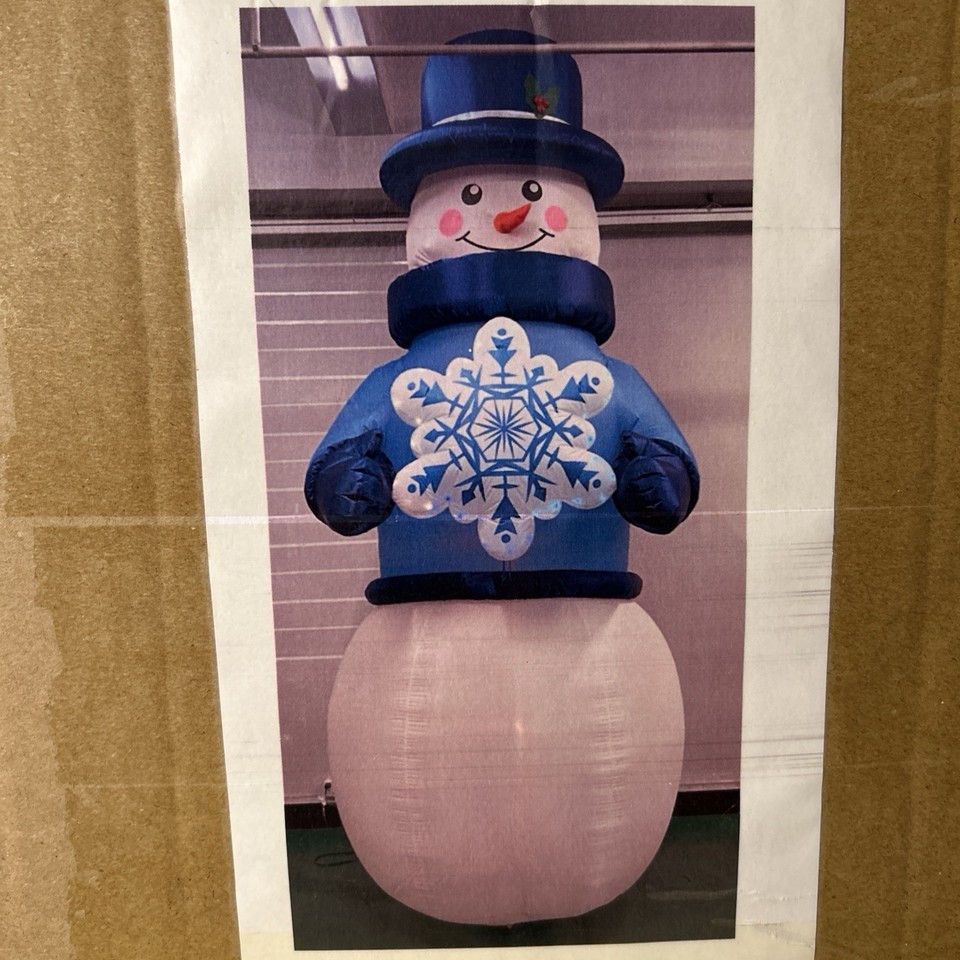 12 Ft Lighted Snowman Inflatable With Color Changing Snowflake ...