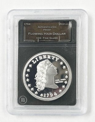1794 Flowing Hair $1 Dollar 1 Oz. 99.9% Silver Proof Bullion Coin ~Free ...