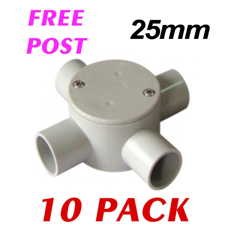 25mm - 4 Way Conduit Box (10 Pack) Electrical Conduit Fittings Free ...