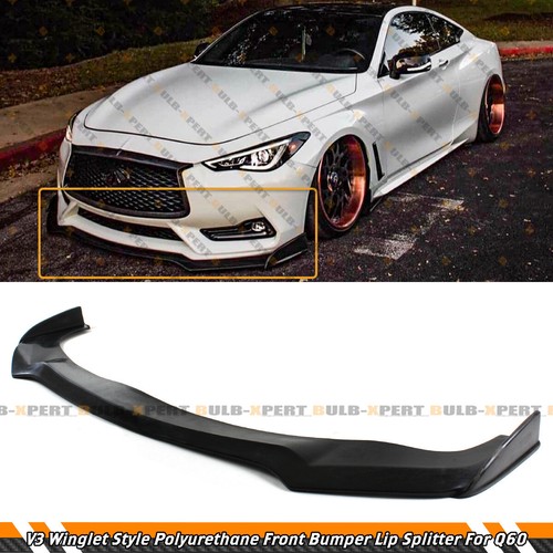 For 17-22 INFINITI Q60 V37 PU V3 Winglet Style Front Bumper Lip Spoiler ...