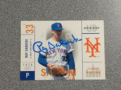 RAY SADECKI 2001 UPPER DECK LEGENDS OF NEW YORK SIGNED AUTOGRAPHED CARD ...