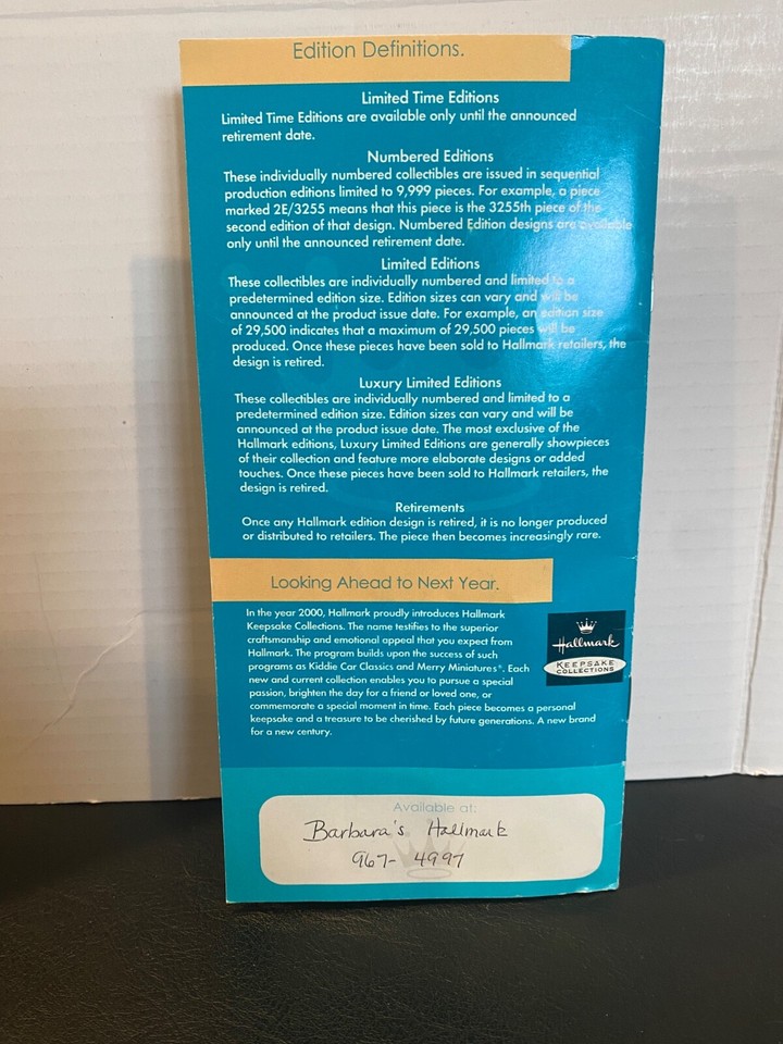 1999 Hallmark Brochure Booklet Kiddie Car Classics 8-1/4" x 4-1/4" 24 ...