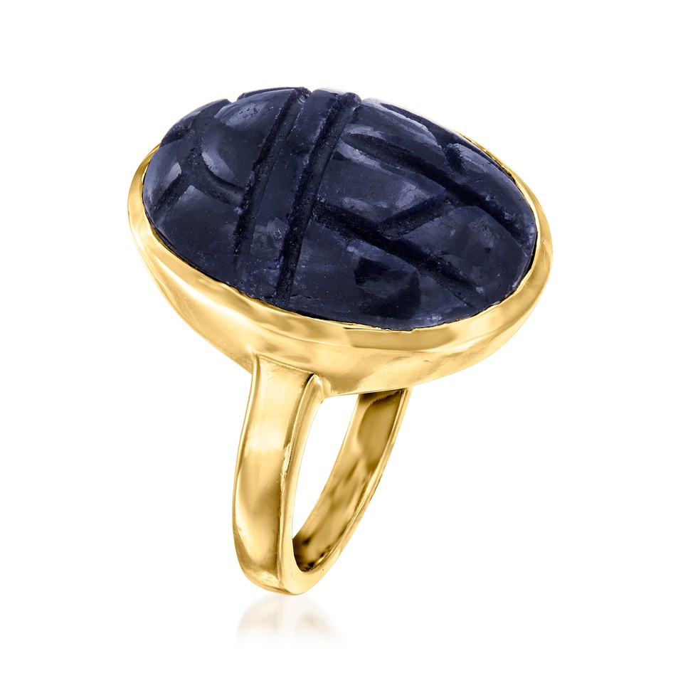 Ross-Simons 16.00 Carat Sapphire Scarab Ring in 18kt Gold Over Sterling ...