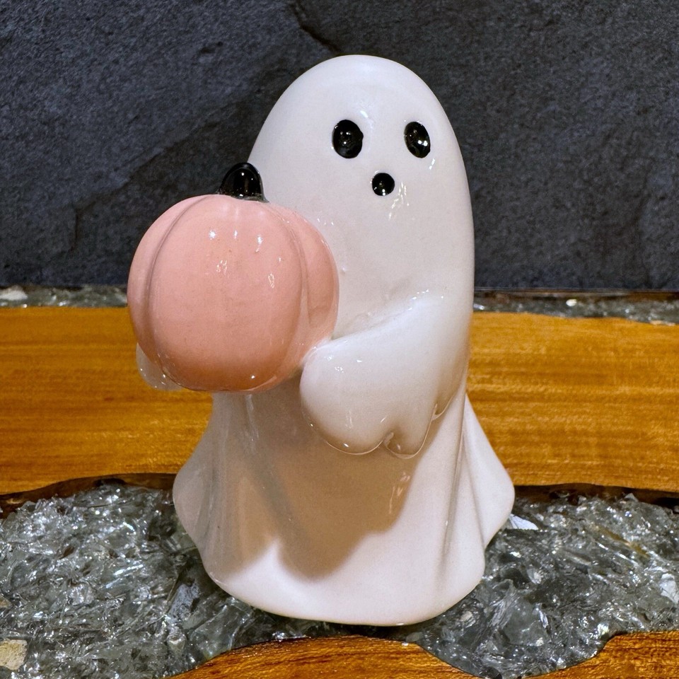 Target Hyde & EEK! Halloween Bootiful Ceramic Ghost W/ Pink Pumpkin ...