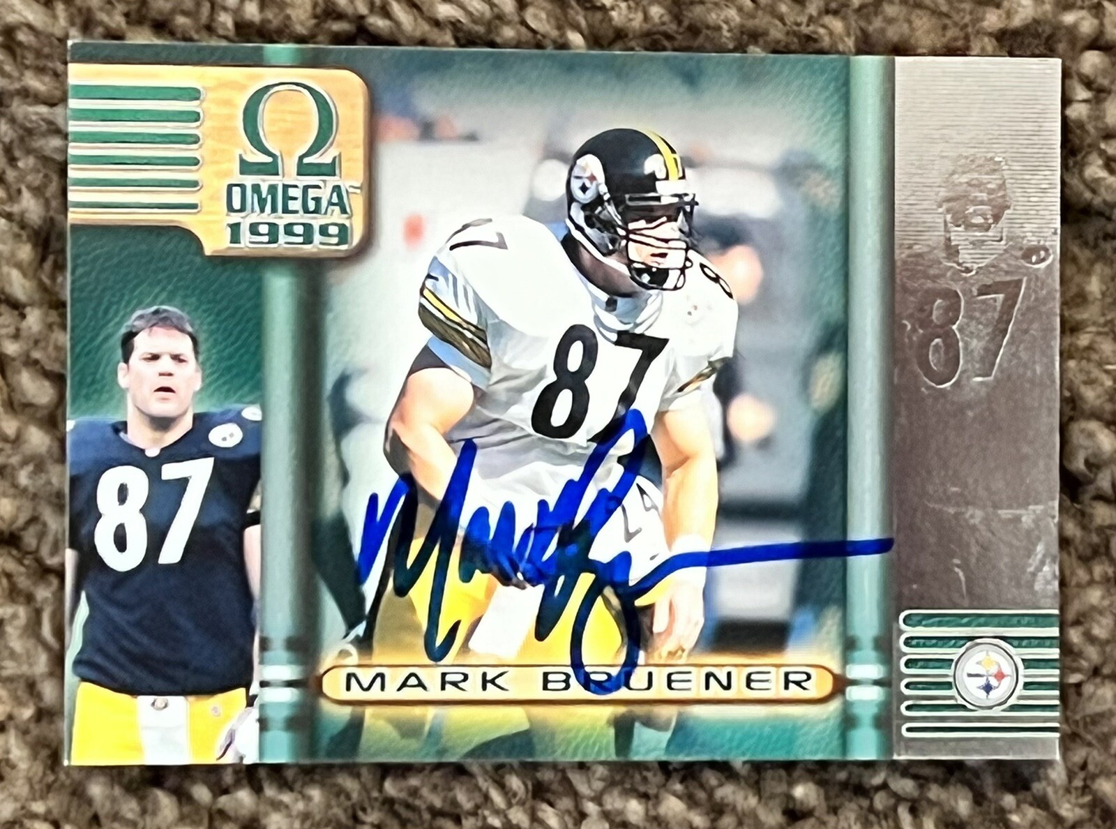 Mark Bruener AUTOGRAPH PITTSBURGH STEELERS Hand Signed 1999 Omega Card ...