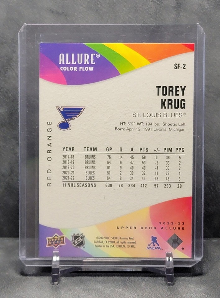 Torey Krug 2022-23 Allure Color Flow Red/Orange St. Louis Blues | eBay