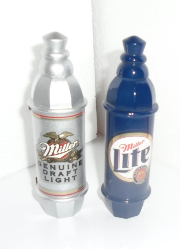 VINTAGE PAIR MILLER LITE GENUINE DRAFT LIGHT WOOD BEER TAPPERS HANDLES ...