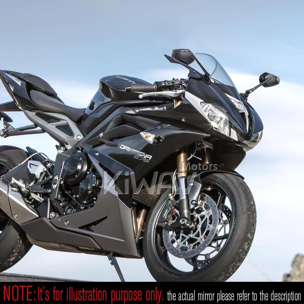 KiWAV Zipper Black Fairing Mirrors With Black Adapter For YAMAHA XJ6FA ...