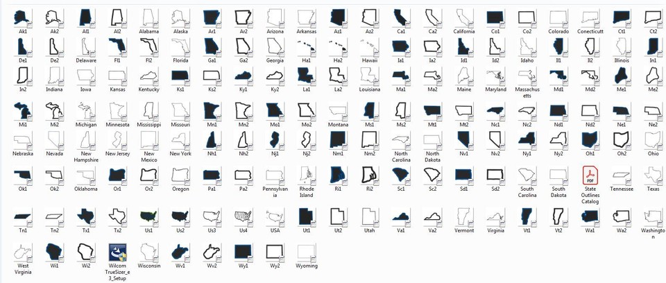 155 State & USA Outlines Machine Embroidery Designs - CD/USB/Floppy ...