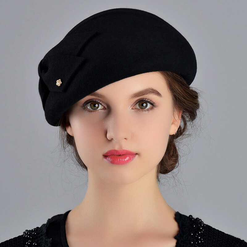 Women Wool Felt French Berets Bowler Fedora Cloche Hat Artist Boina ...