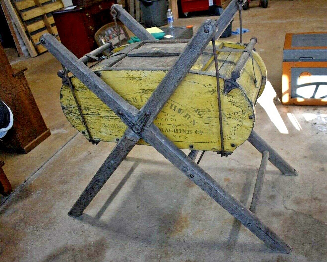 1800's Antique Farm Equipment, Davis Swing Churn Vermont farm Machine ...
