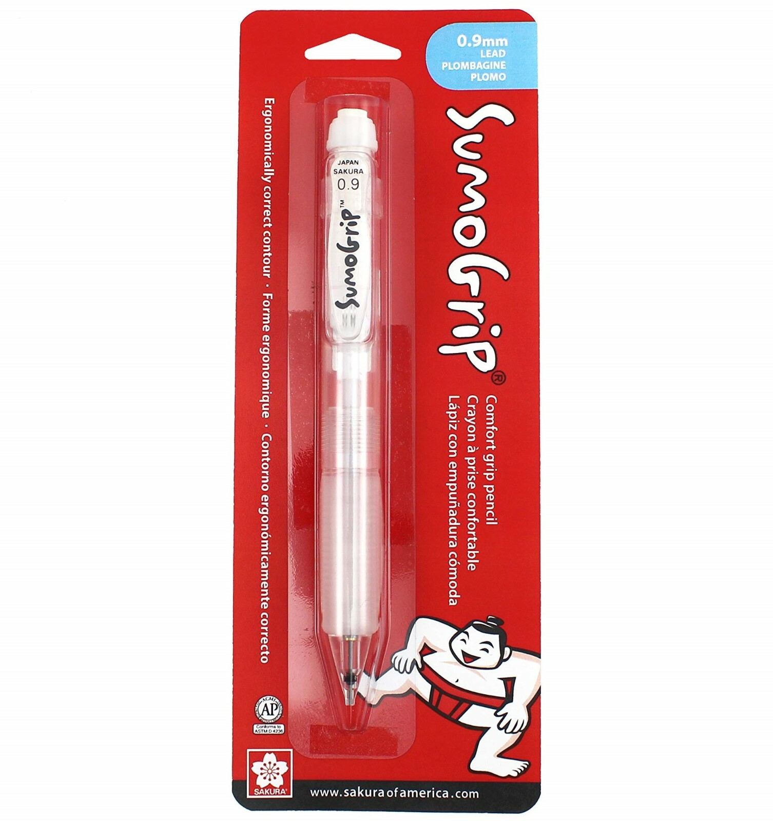 50280 Sakura Sumo Grip Comfort Grip Mechanical Pencil, 0.9mm, Clear ...