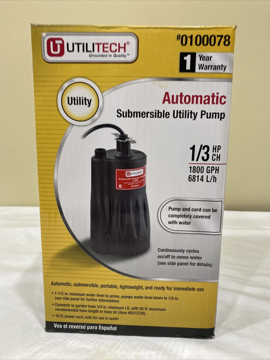 Utilitech 115-Volt Thermoplastic Submersible Utility Pump , 56% OFF