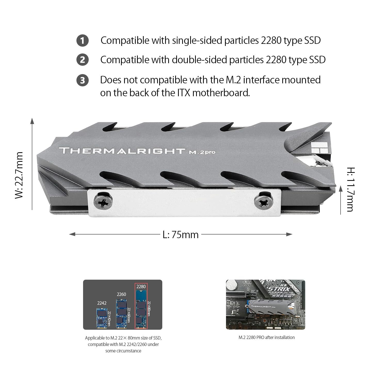 M.2 2280 Pro SSD Heatsink 8mm Heatpipe High Performance Double Side ...