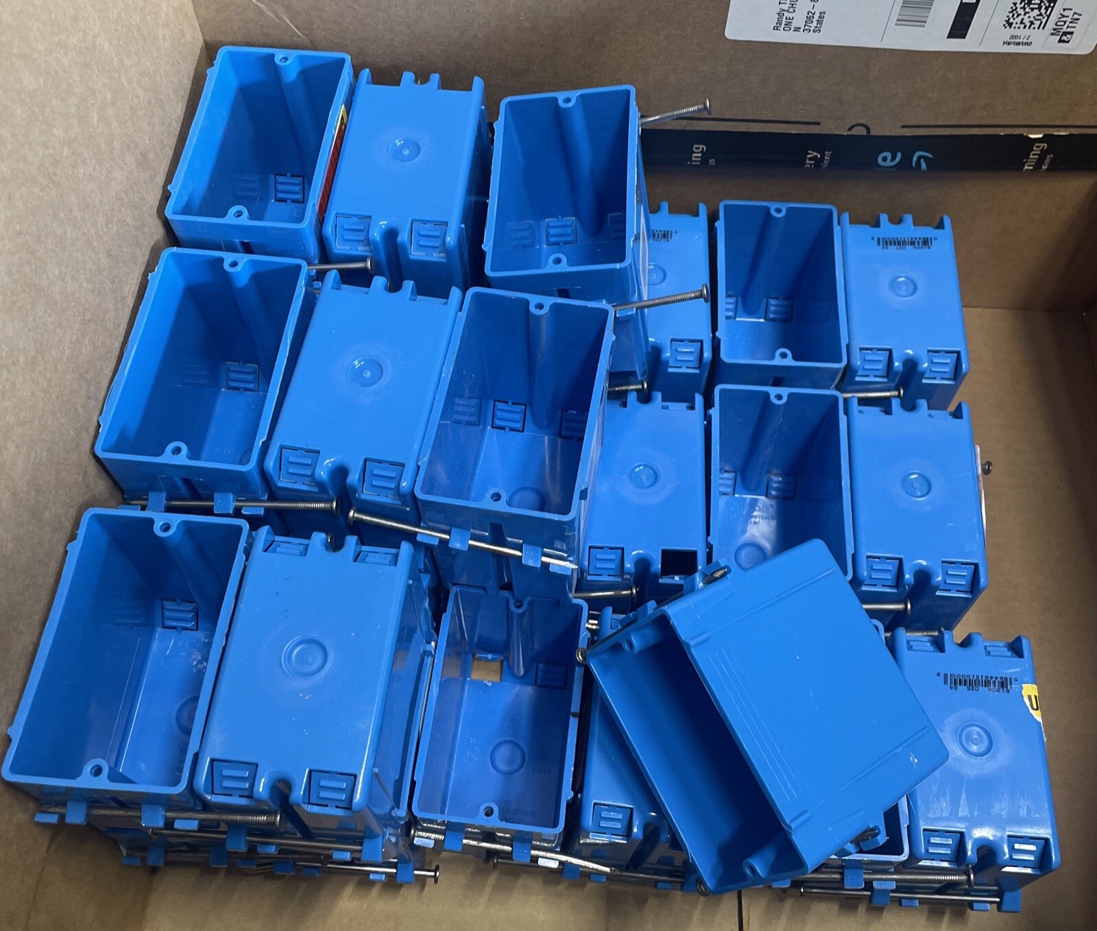 Lot Of 27 Carlon Electrical Outlet Box PVC 1-Gang Blue 20 Cu in B120A ...