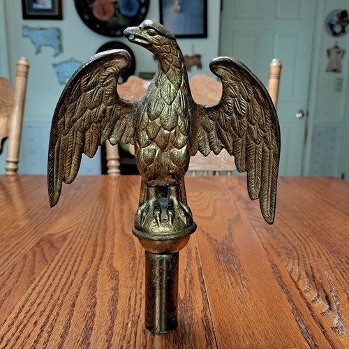 Vintage Cast Brass American Eagle Flag Pole Topper Finial Spread Wings ...