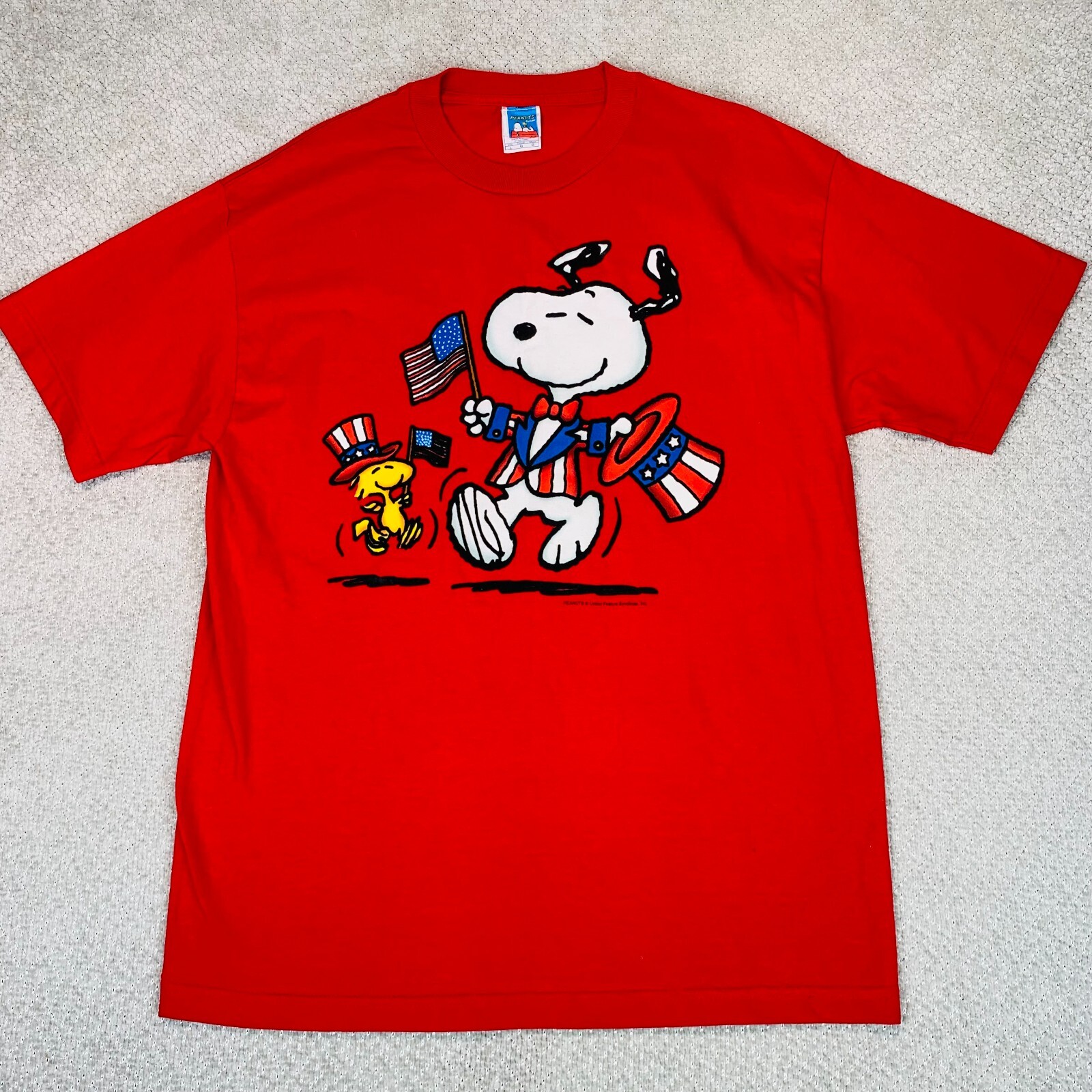 PEANUTS Snoopy Red Patriotic USA Flag Graphic Short S… - Gem