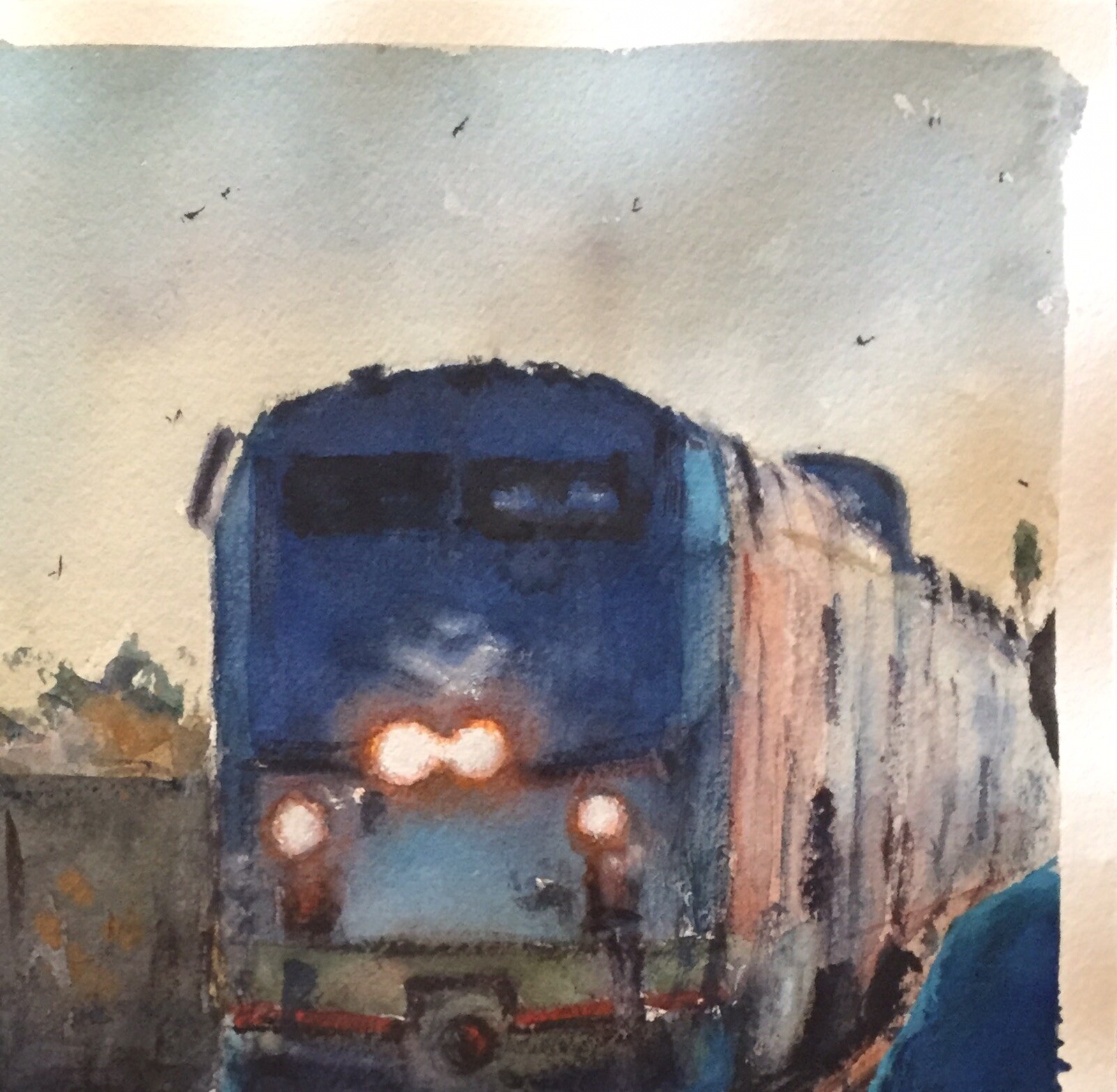 Watercolor Original Painting Track One, Fullerton Station 11" x 15" | eBay