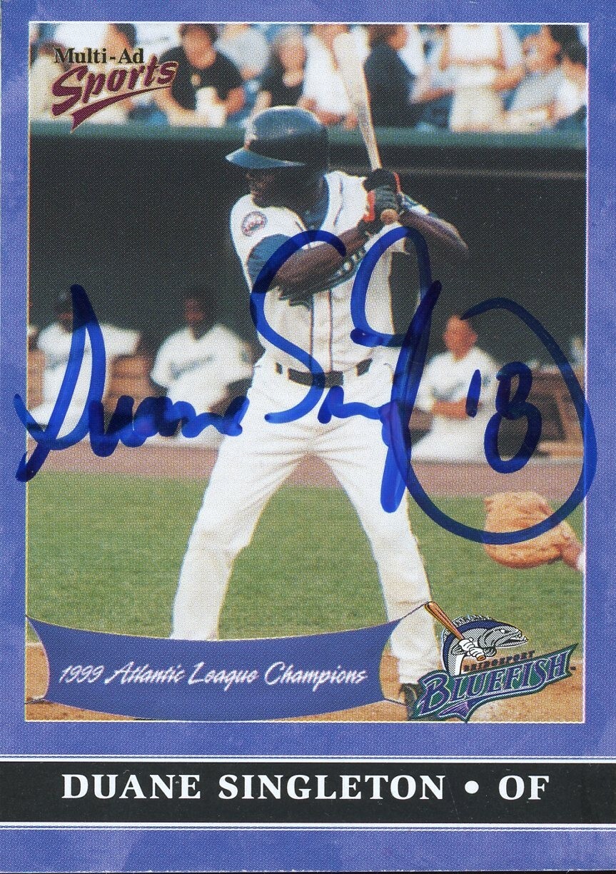 2002 Bridgeport Bluefish DUANE SINGLETON Signed Card autograph AUTO ...