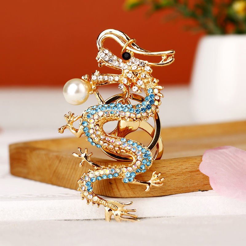 Chinese Dragon Pearl Crystal Rhinestone Keyring Keychain Car Chinese Dragon Pearl Crystal Rhinestone Keyring Keychain Car