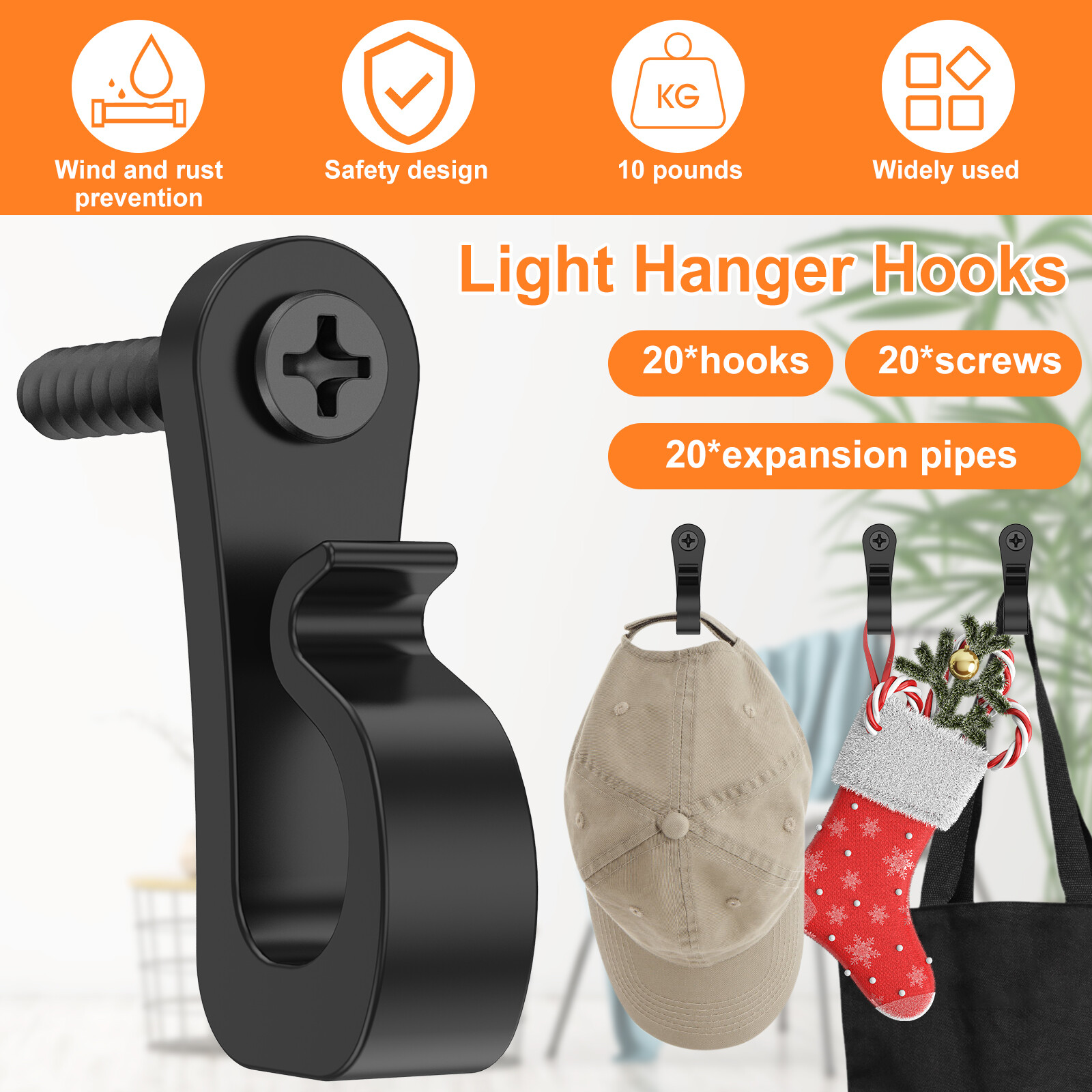 20x Light Hanger Hooks String Light Hooks Set Screw Hooks Bearing Up to ...