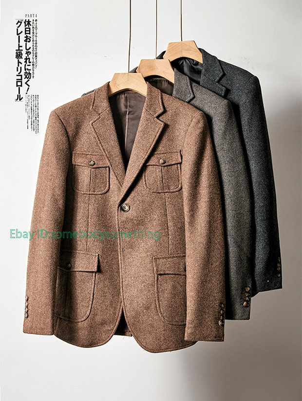 Mens British Style Woolen Herringbone Tweed Hunting Formal Jacket ...