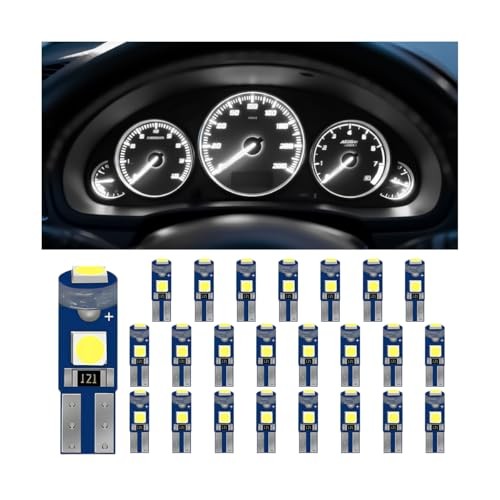 24PCS T5 LED Bulbs 12V for Dashboard, Gauge Cluster, and Indicator ...