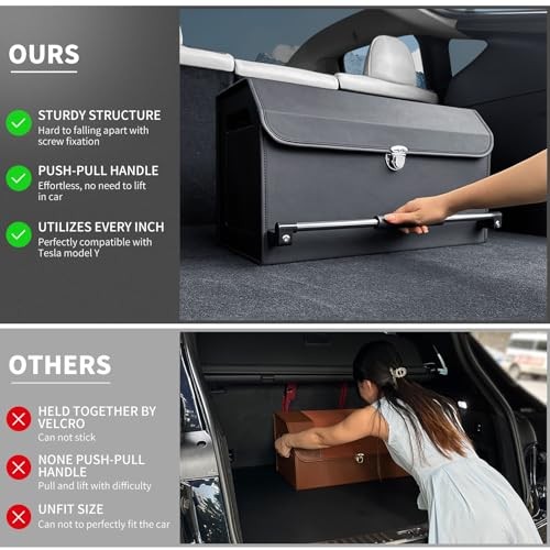 Car Trunk Organizer, Push-pull Handle, Leather Collapsible 2 Large ...