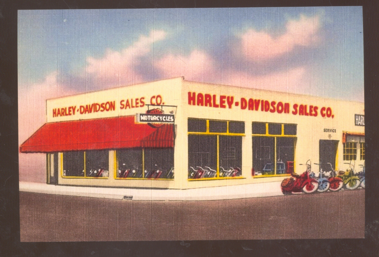 ALMA MICHIGAN HARLEY DAVIDSON MOTORCYCLE DEALER ADVERTISING POSTCARD ...