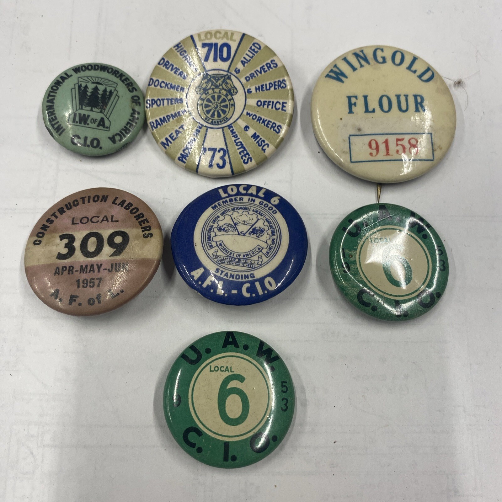 Vintage Original Local 6 1953 UAW-CIO And Others Pins Pinbacks Local ...