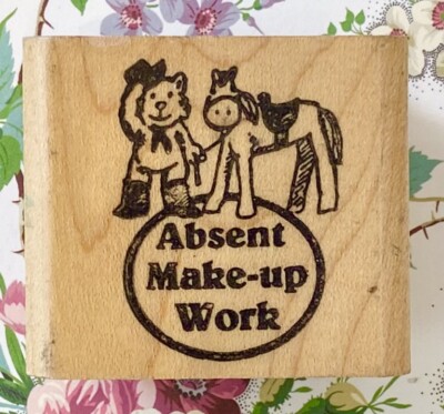 VINTAGE & RARE FEARLESS DESIGN Teacher Stamp ABSENT MAKE UP WORK ...