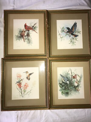 4 HALLMARK Artist JAMES R SMITH Art PRINT Frame Matted BIRD Cardinal ...