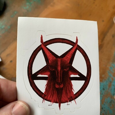 Heavy Metal 666 Baphomet Pentagram Occult STICKER Witchcraft Goat Head ...