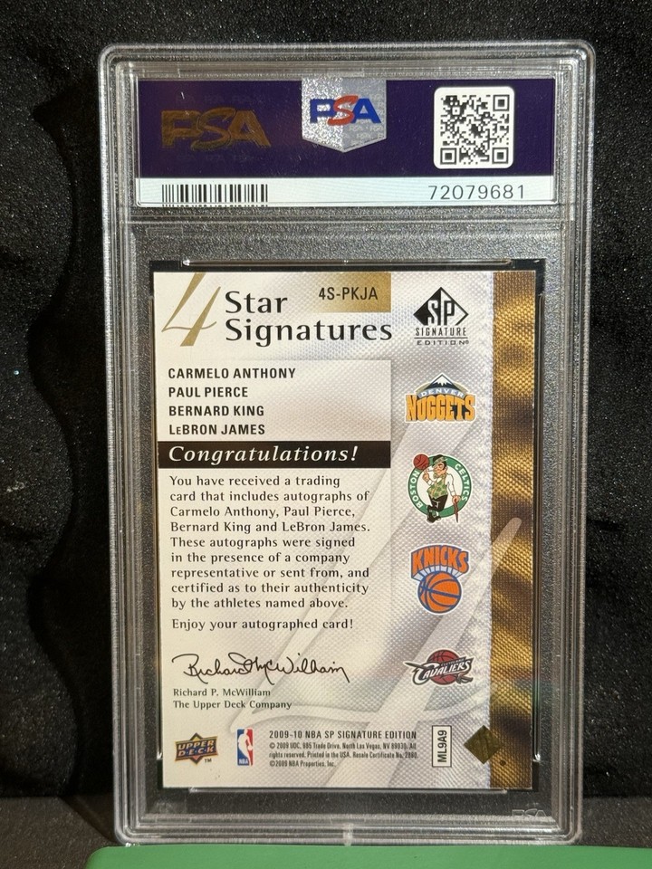 2009-10 SP Authentic Signatures LeBron, Pierce, King, Anthony Quad ...