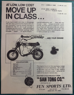 WOW! Gemini SST 50 & 80 cc Mini Bike Brochure - Advertisement Flyer NOS ...
