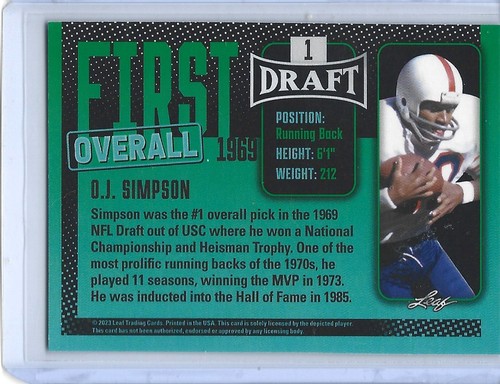 O.J.SIMPSON 2023 LEAF DRAFT FIRST OVERALL 🔥🏈 | eBay