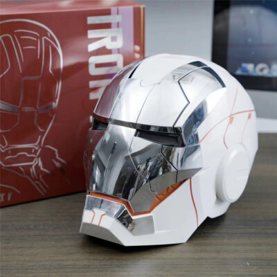 AUTOKING Marvel Iron Man White Mark5 Electric Helmet Voice Control 1:1 ...