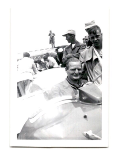 Vintage 1950s Race Car Driver Snapshot Black & White Photo Crowd Scene ...