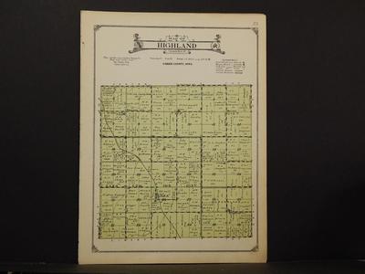 Iowa O'Brien County Map Highland Township 1924 Y7#88 | eBay