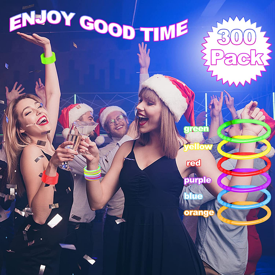 300 Pack Glow Sticks Bulk,Glow Sticks Party Pack Neon Glow Stick ...